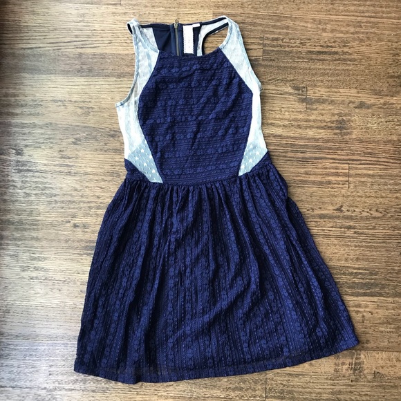 Robin K | Dresses | Robink Navy Skater Dress With Lace | Poshmark
